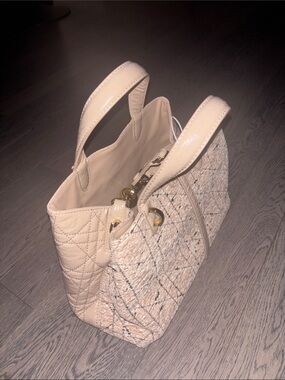 fashion Luxe | Bags | Quilted Patent Satchel In Light Beige Neutral ...